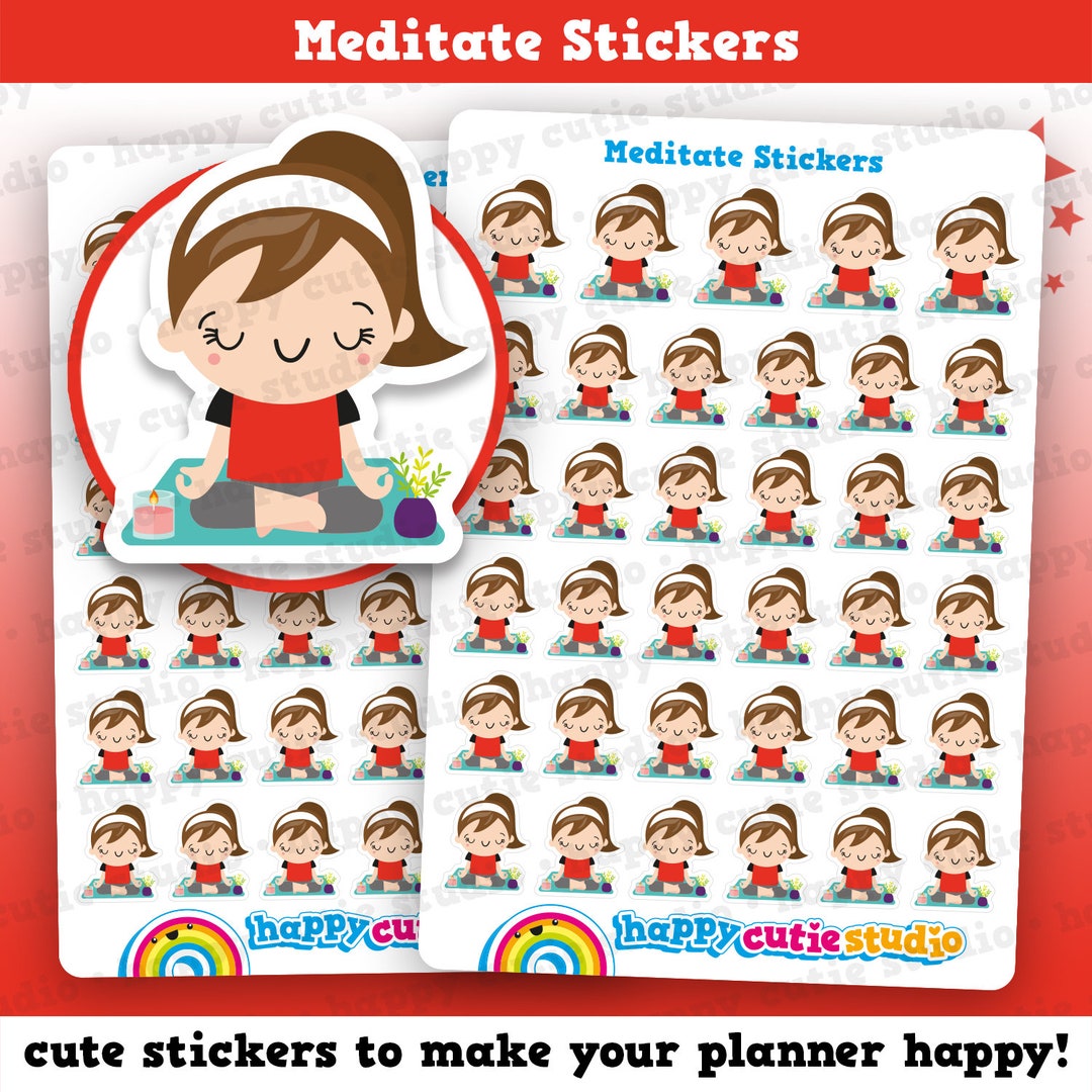 40 Cute Meditate/mindfulness Girl Planner Stickers - Etsy