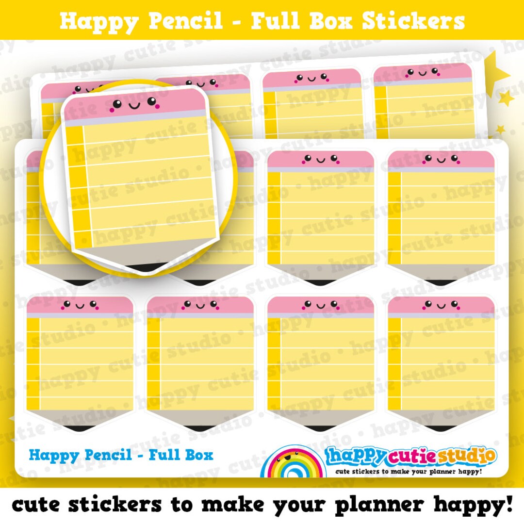 8 Cute Full Box Happy Pencil/functional/practical Planner Stickers - Etsy