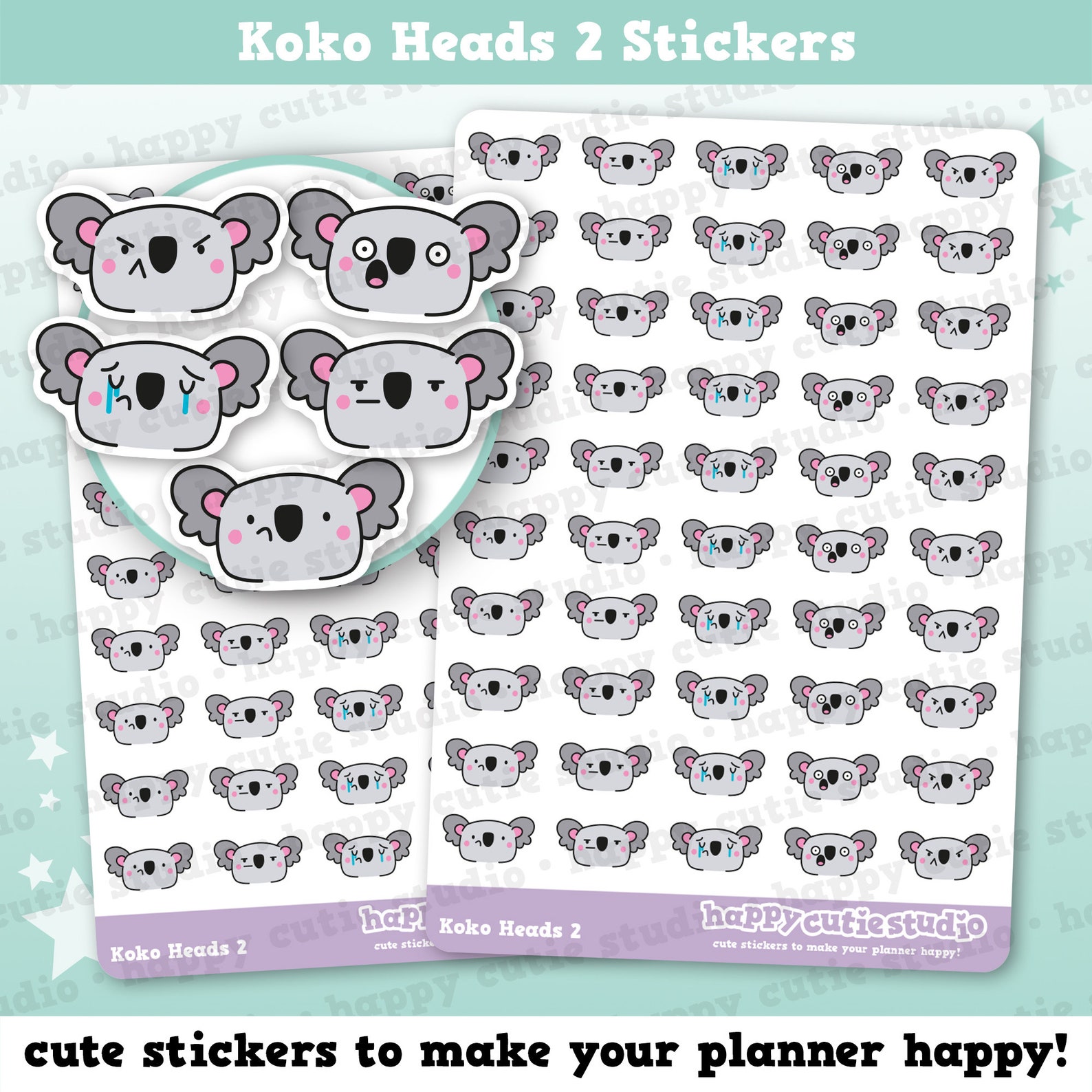 50 Cute Koko the Koala Heads 2 Planner Stickers - Etsy