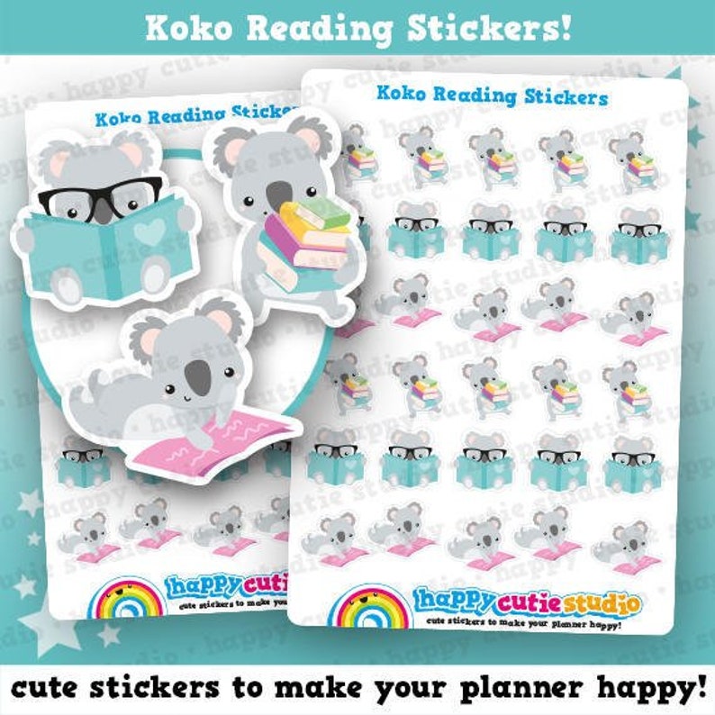 30 Cute Koko the Koala Reading Planner Stickers - Etsy