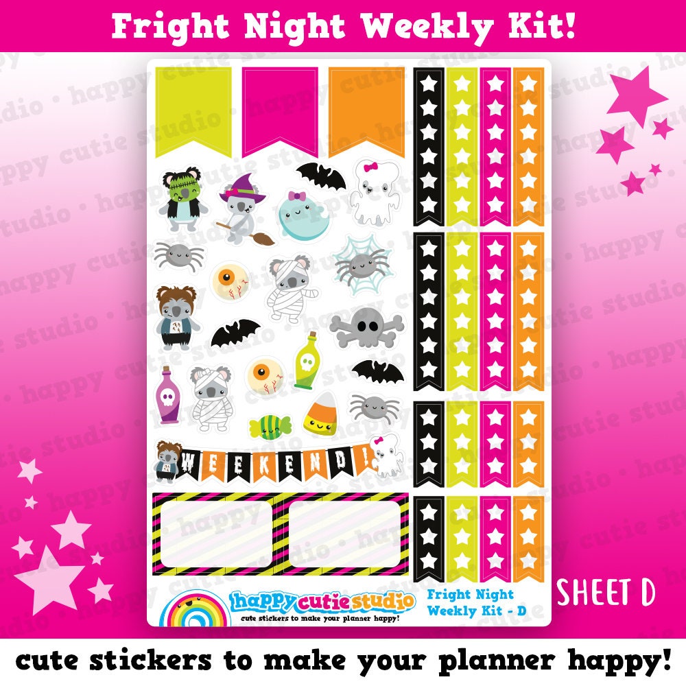 Fright Night/halloween/spooky Weekly Kit Planner Stickers | Etsy