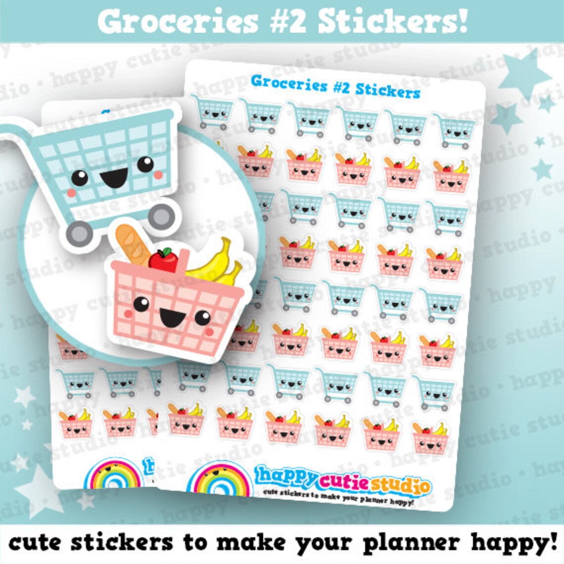 48 Cute Groceries 2/shopping/food Planner Stickers - Etsy