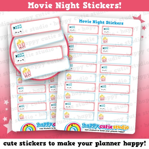 Movie Printable Planner Stickers Cinema Movie Night - Etsy