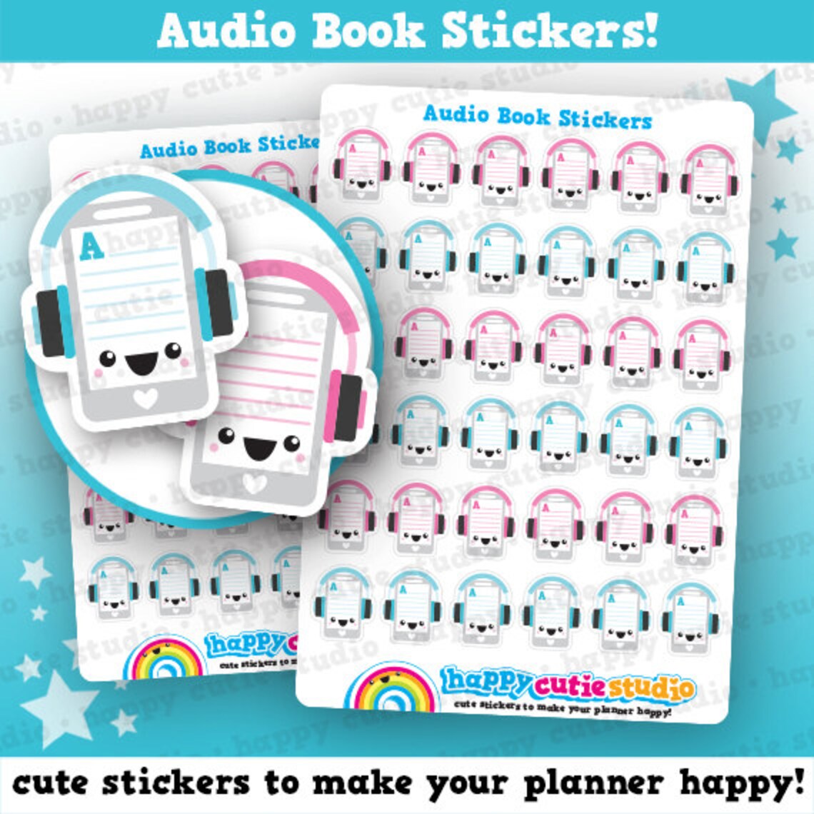36 Cute Audio Book/audiobook/reading Planner Stickers - Etsy