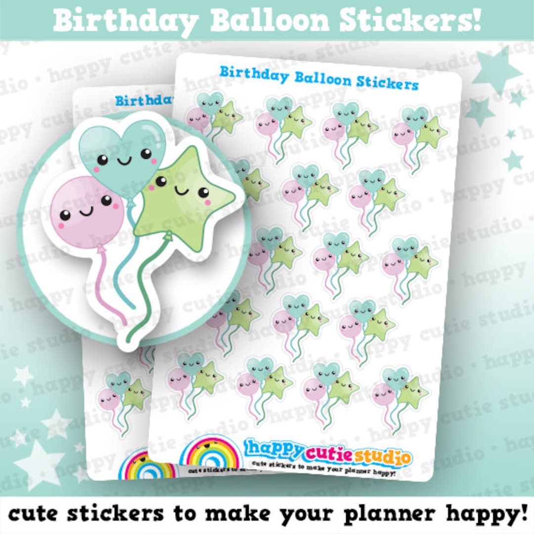 18 Cute Birthday Balloon Planner Stickers - Etsy