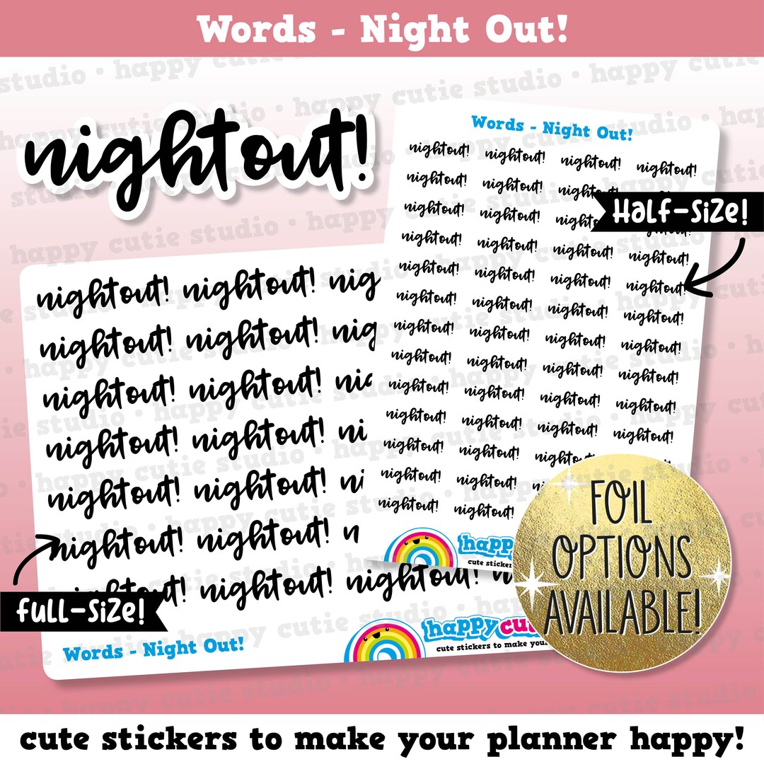 Night Out Words/functional Planner Stickers - Etsy