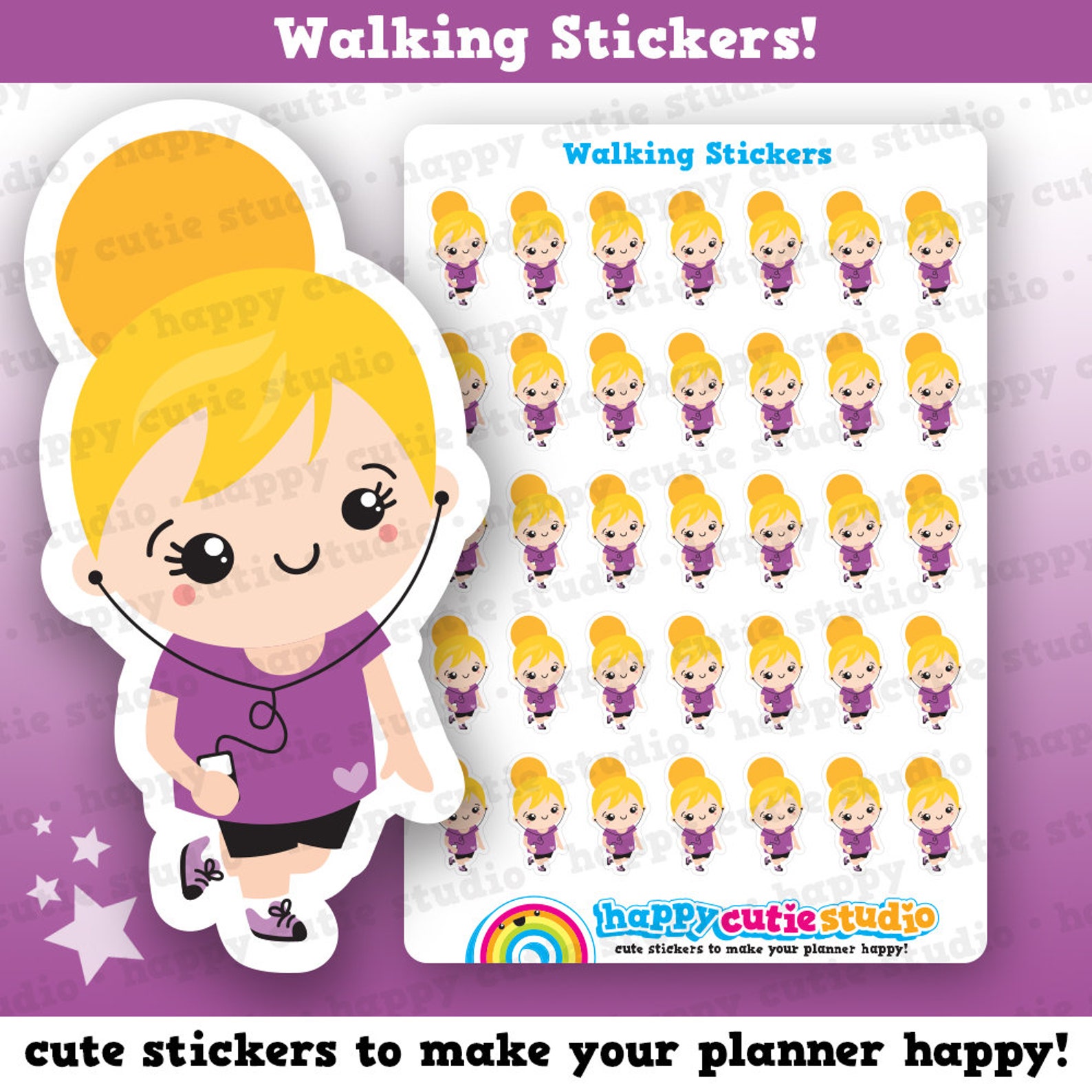 35 Cute Walking/exercise Girl Planner Stickers - Etsy