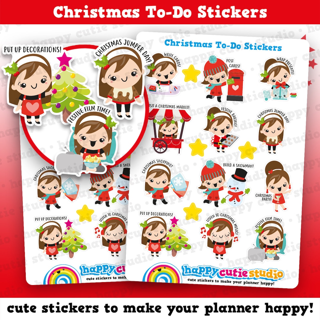 12 Cute Christmas to Do Girl Planner Stickers - Etsy