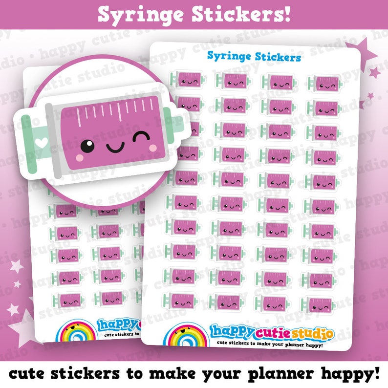 40 Cute Syringe/injection/medicine/health Planner Stickers | Etsy