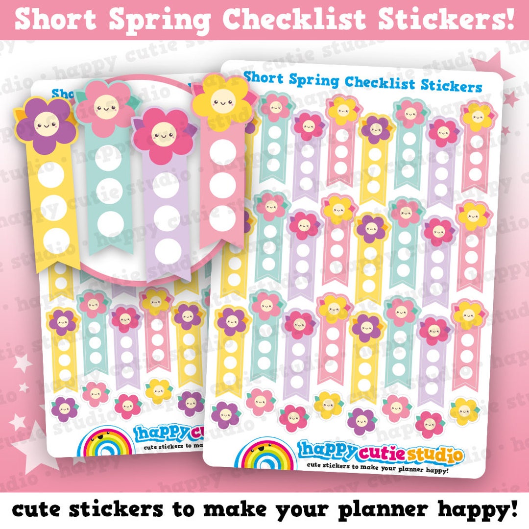 24 Cute Spring/flowers Short Checklist Planner Stickers - Etsy