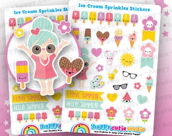 44 Cute Ice Cream/summer Planner Stickers | Etsy