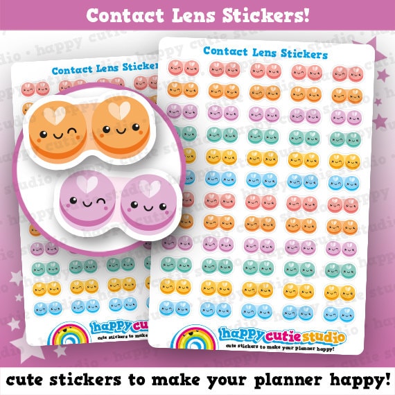 60 Cute Contact Lens Planner Stickers - Etsy