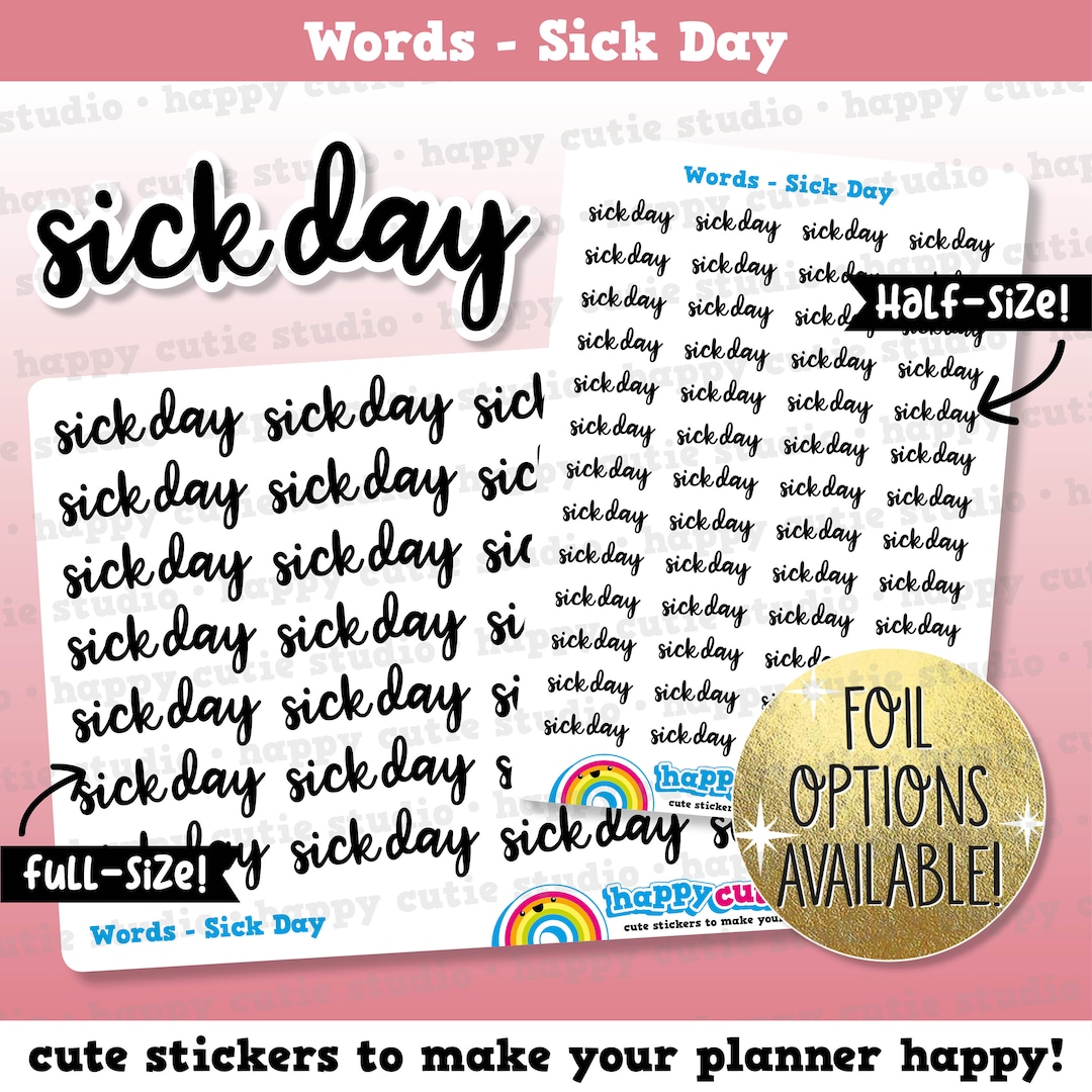 Sick Day Words/functional/foil Planner Stickers - Etsy