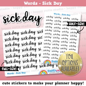 Sick Day Words/functional/foil Planner Stickers - Etsy