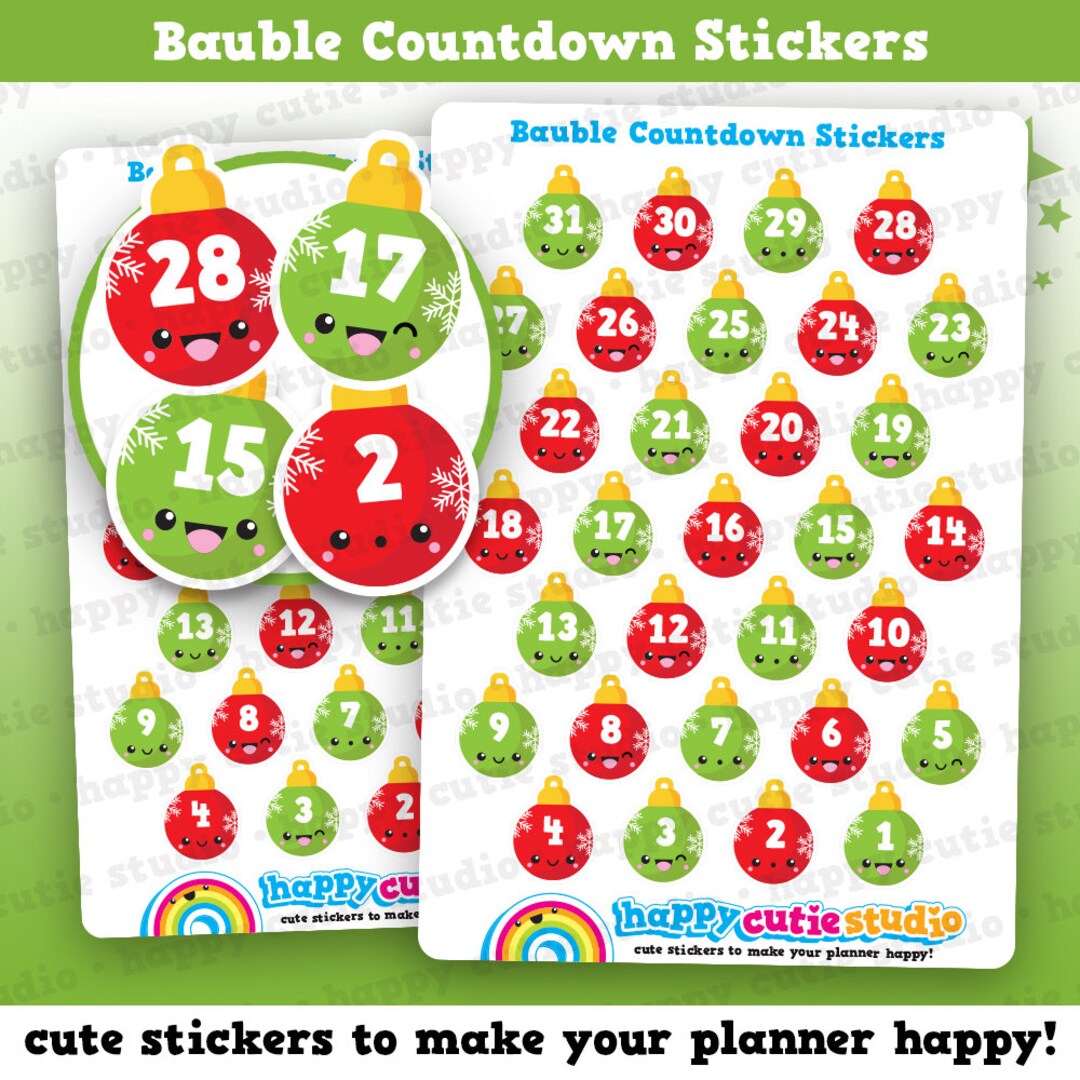 31 Cute Christmas Countdown/date Cover Planner Stickers - Etsy