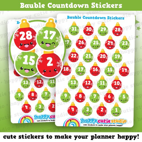 Christmas Countdown Planner Stickers Decorative & Functional - Etsy