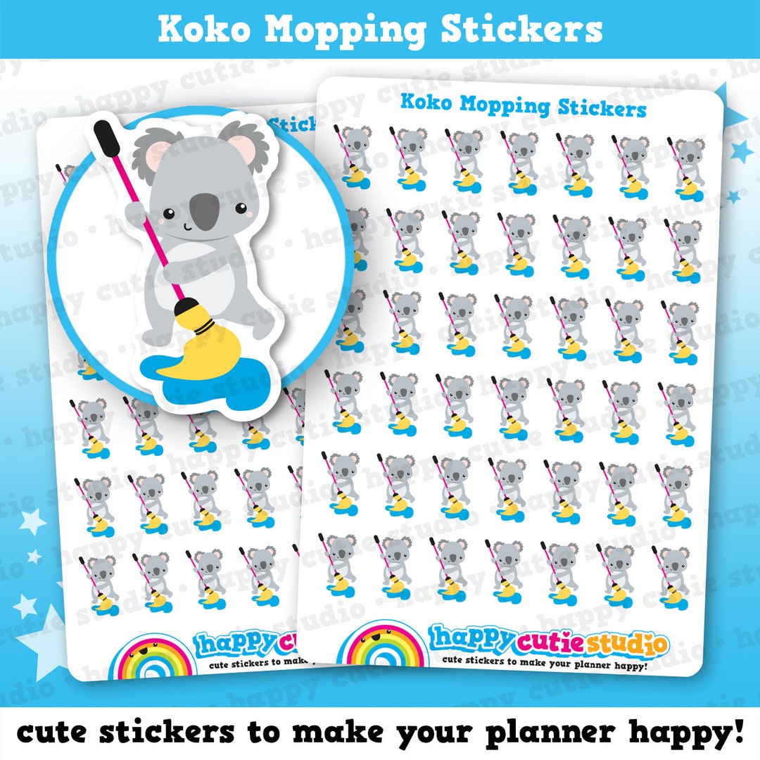 42 Cute Koko the Koala Mopping/mop/cleaning Planner Stickers - Etsy
