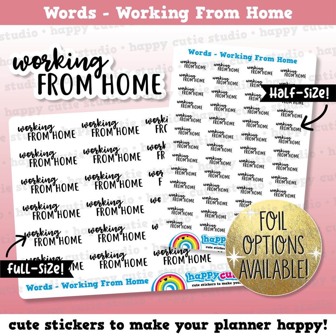 Working From Home Words/functional/foil Planner Stickers - Etsy