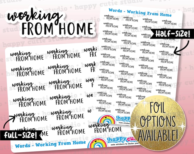 Working From Home Words/functional/foil Planner Stickers - Etsy