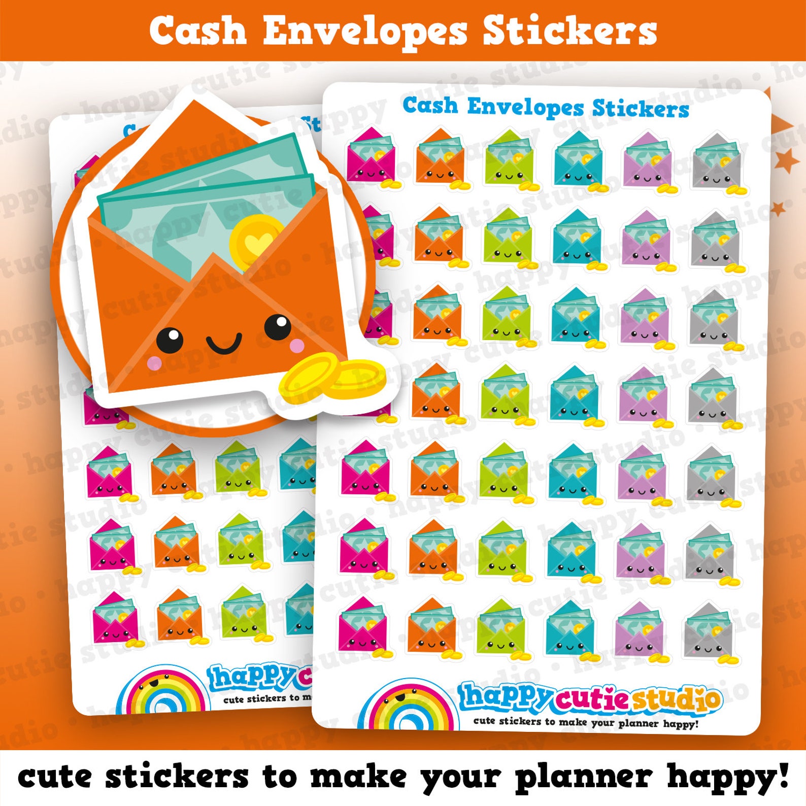 42 Cute Cash Envelopes/budget/save/money Planner Stickers - Etsy