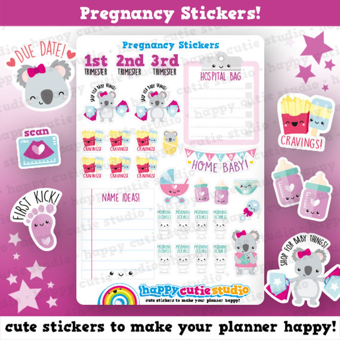 66 Cute Pregnancy/pregnant/baby Planner Stickers - Etsy