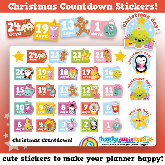Cute Christmas Countdown/Festive/Holidays Planner Stickers | Etsy