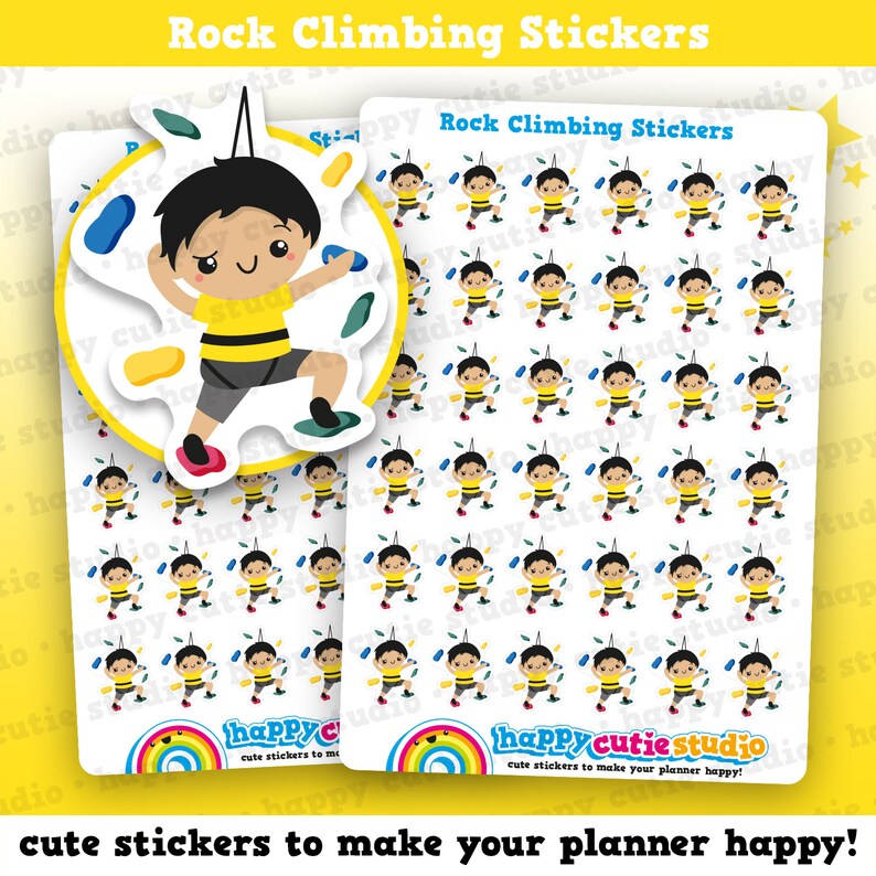 36 Cute HCS Boys Rock Climbing/abseiling Planner Stickers - Etsy