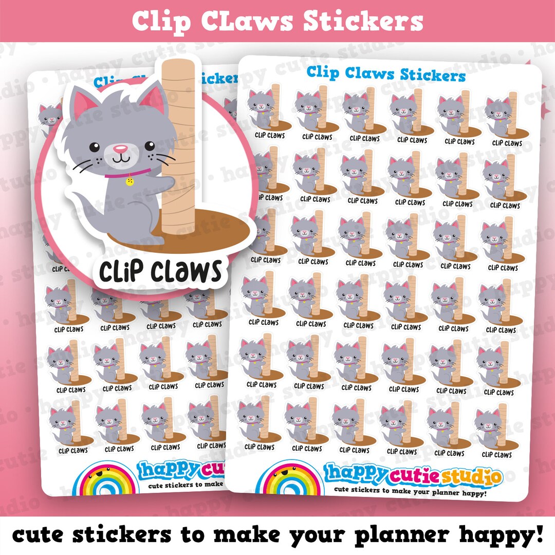 36 Cute Clip Claws Cat Care/vet Planner Stickers - Etsy