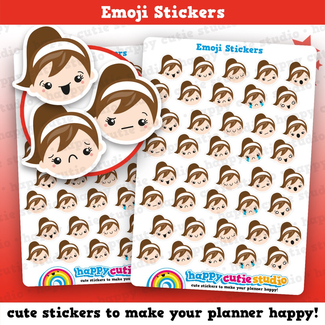 40 Cute Emoti/emotion/mood Girl Planner Stickers - Etsy