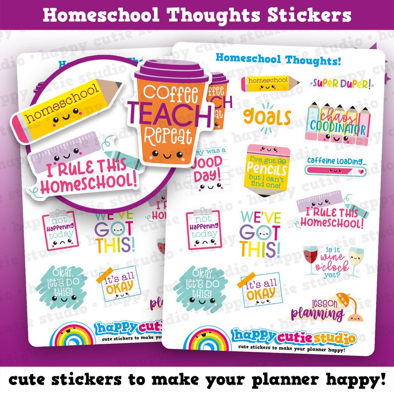 15 Cute Homeschool Thoughts Planner Stickers - Etsy