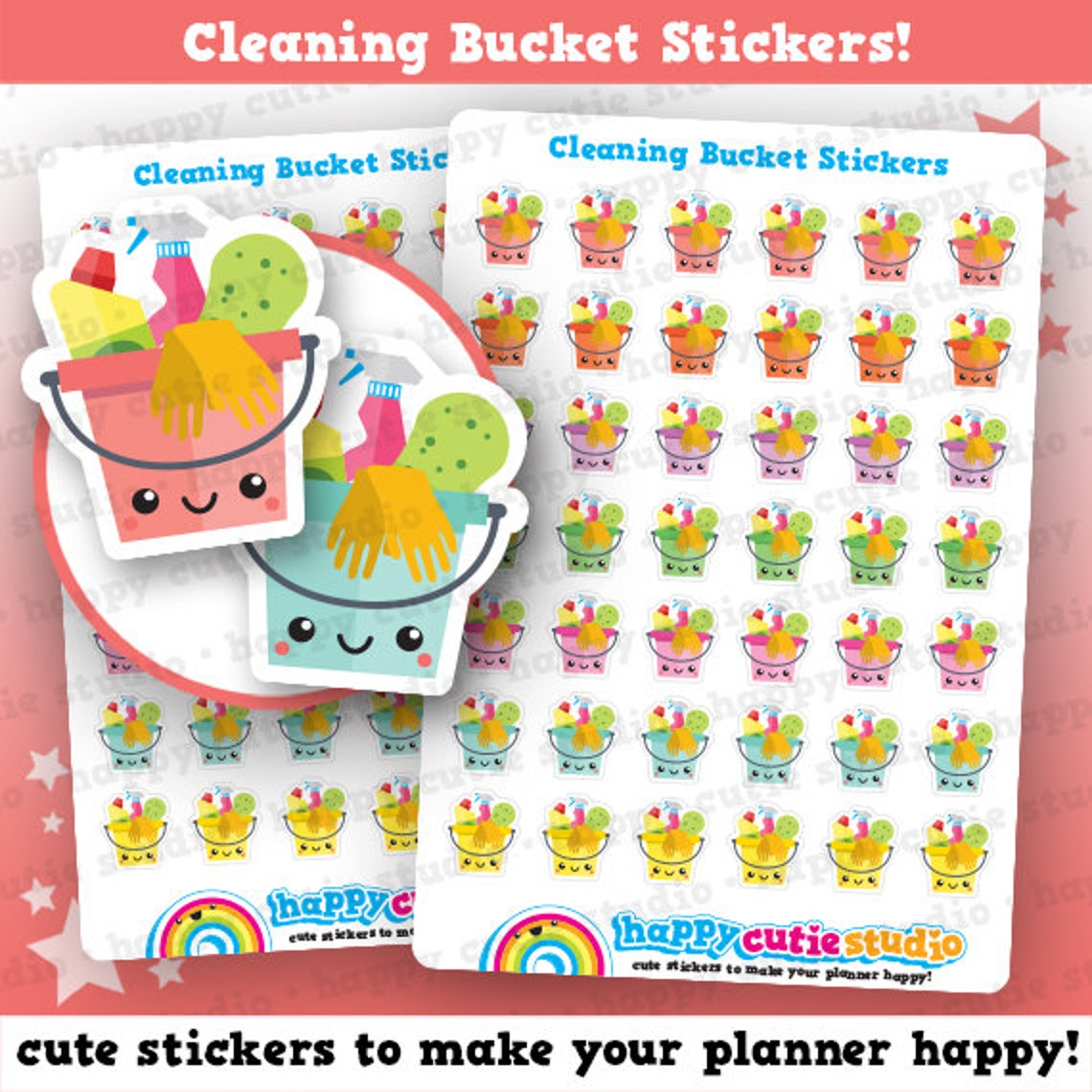 42 Cute Cleaning Bucket/supplies/chores Planner Stickers - Etsy UK