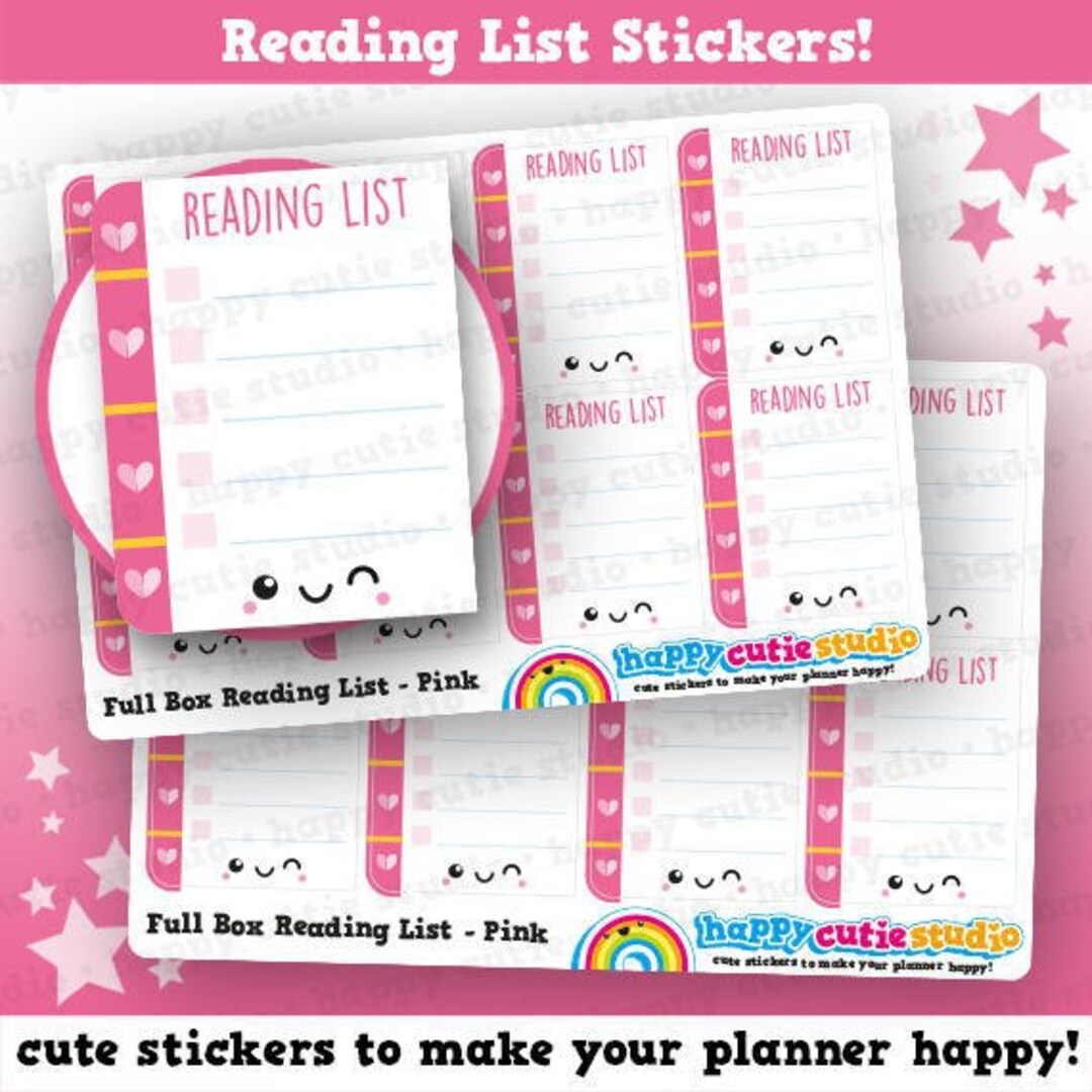 8 Cute Full Box Reading List/functional/practical Planner Stickers - Etsy