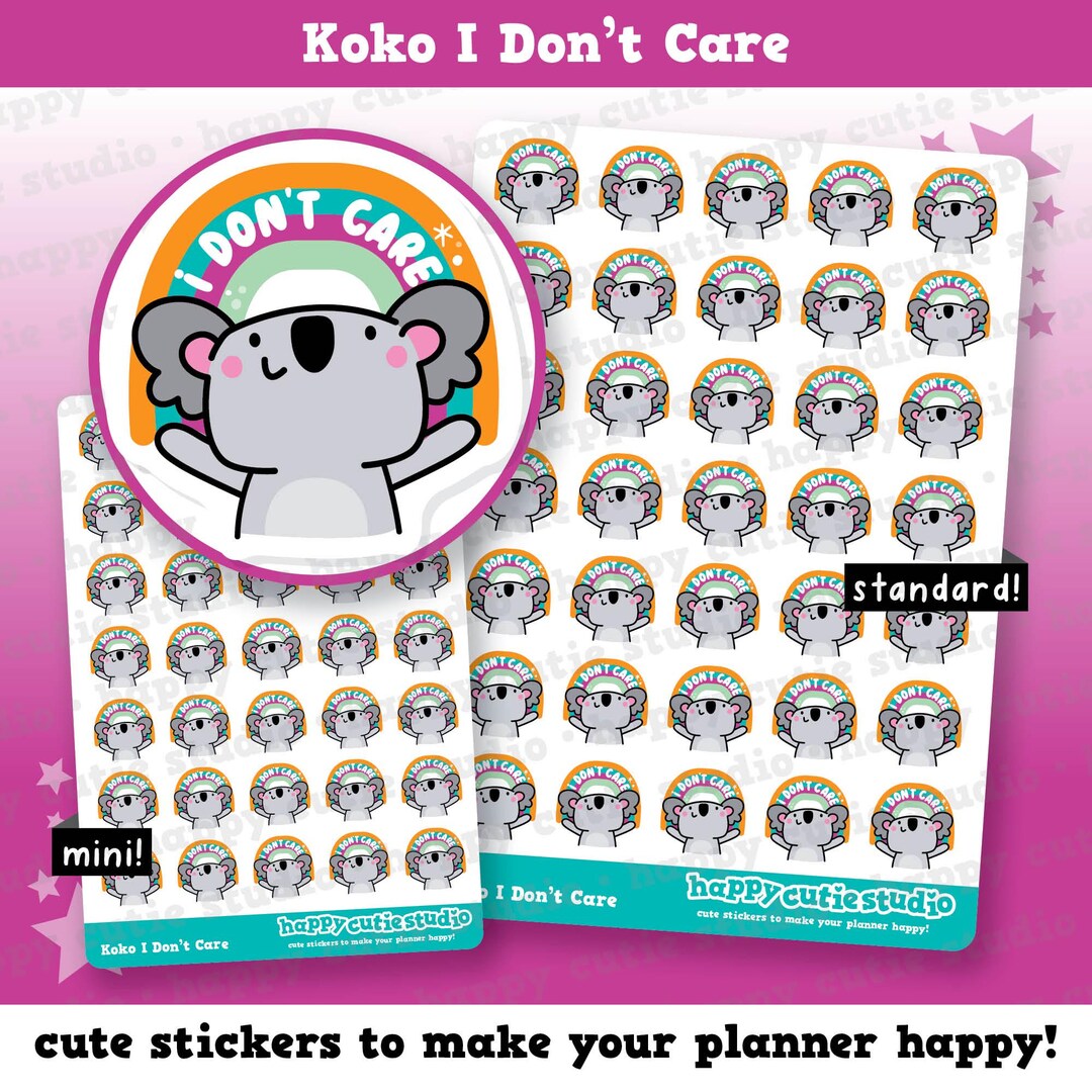 35 Cute Koko the Koala I Don't Care Planner Stickers - Etsy
