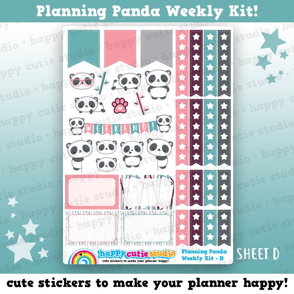 Planning Panda/cute Panda Bear/bamboo Weekly Kit Planner | Etsy