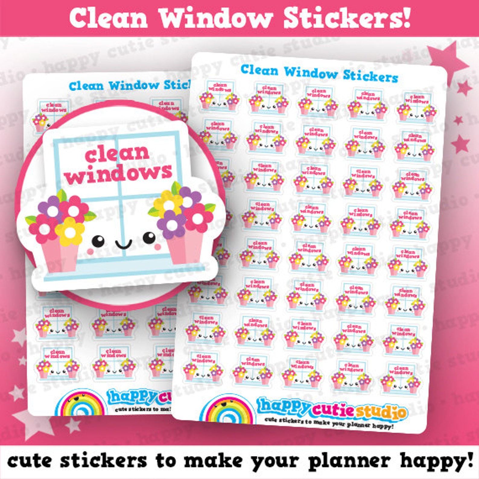 40 Cute Clean Windows/chores/house Planner Stickers - Etsy