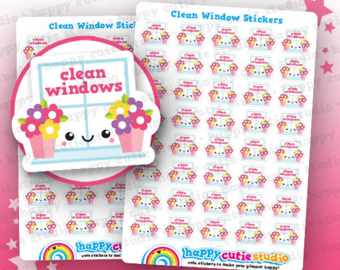 40 Cute Clean Windows/chores/house Planner Stickers - Etsy