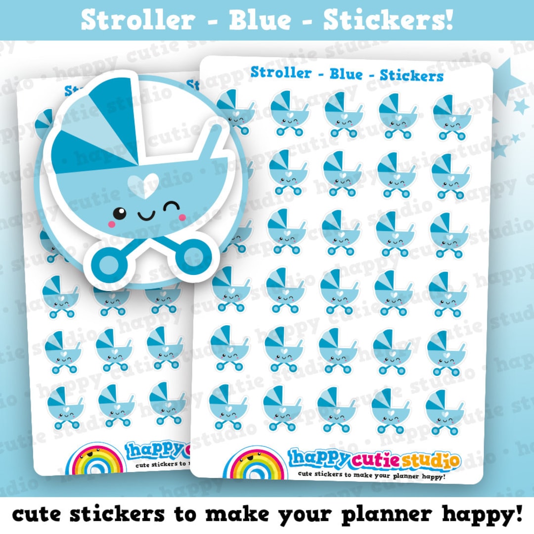 30 Cute Blue Stroller/pram/buggy/pushchair Planner Stickers - Etsy