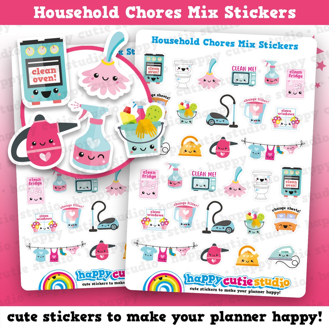 30 Cute Household Chores Mix Planner Stickers - Etsy