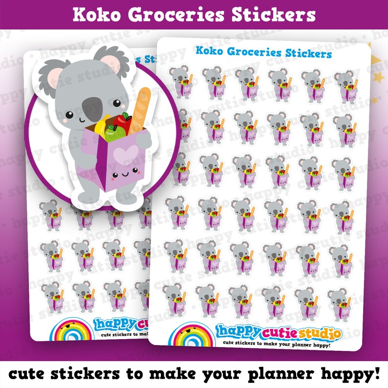 36 Cute Koko the Koala Groceries Planner Stickers - Etsy