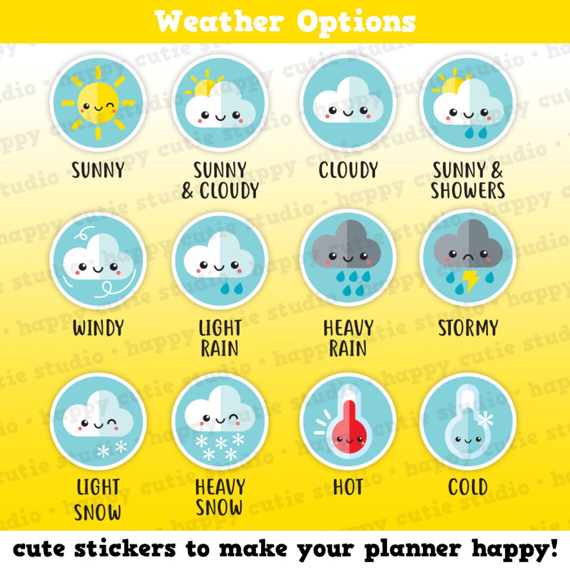 48 Cute Weather Planner Stickers - Etsy