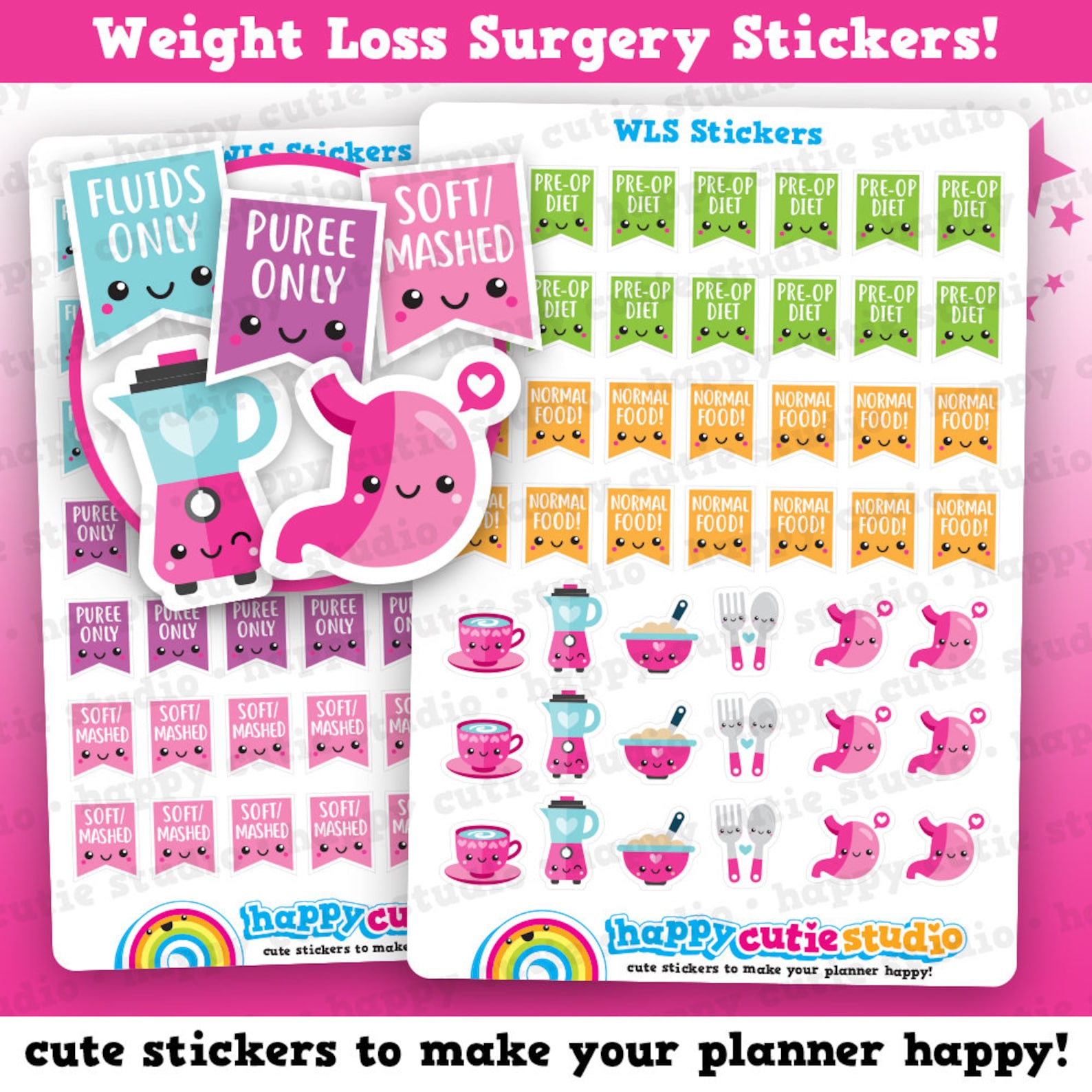 95 Cute Weight Loss Surgery/bariatric/gastric/stomach Planner Stickers ...