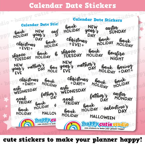 Annual Holidays Planner Stickers - Etsy