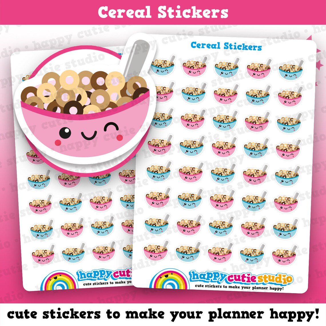 40 Cute Cereal/bowl/breakfast Planner Stickers - Etsy