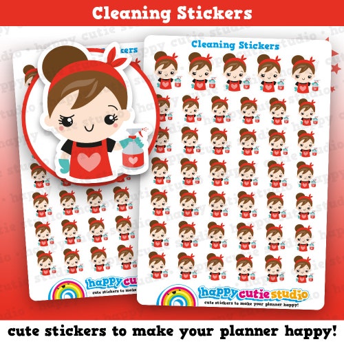 36 Cute Mop and Bucket/chores/clean Planner Stickers - Etsy