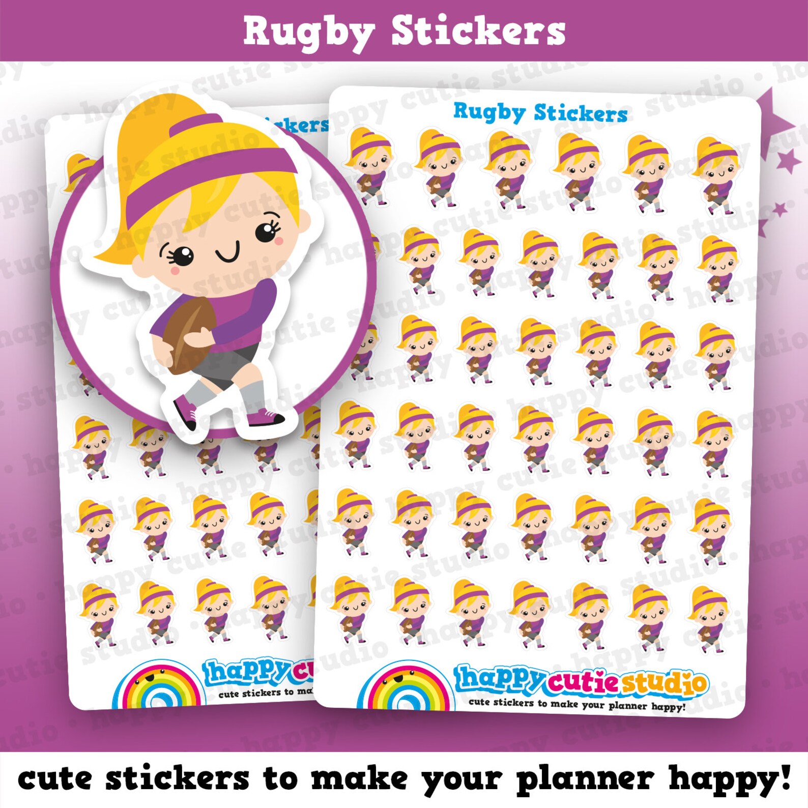 41 Cute Rugby Girl Planner Stickers | Etsy