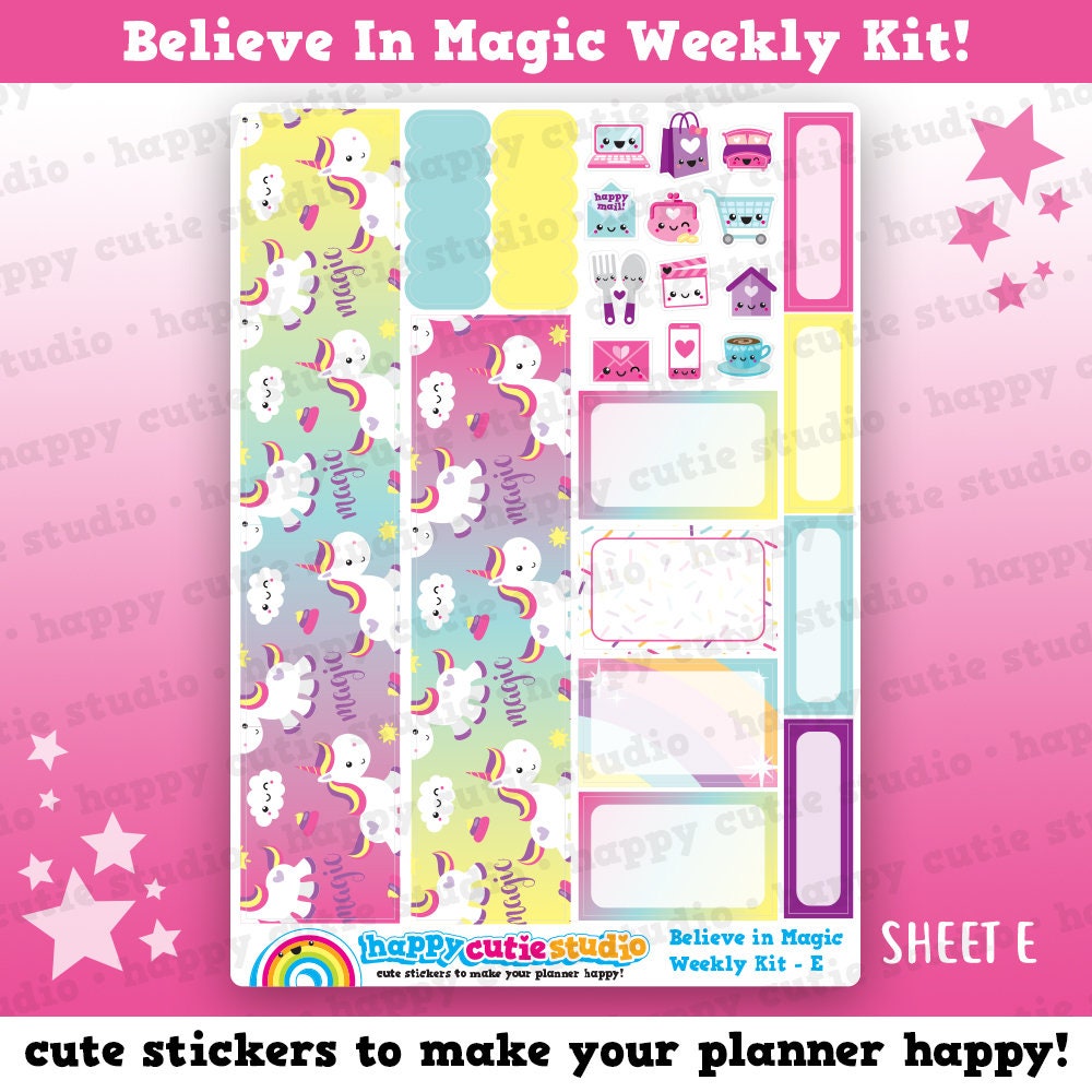 Believe in Magic/unicorn/rainbow Weekly Kit Planner Stickers | Etsy
