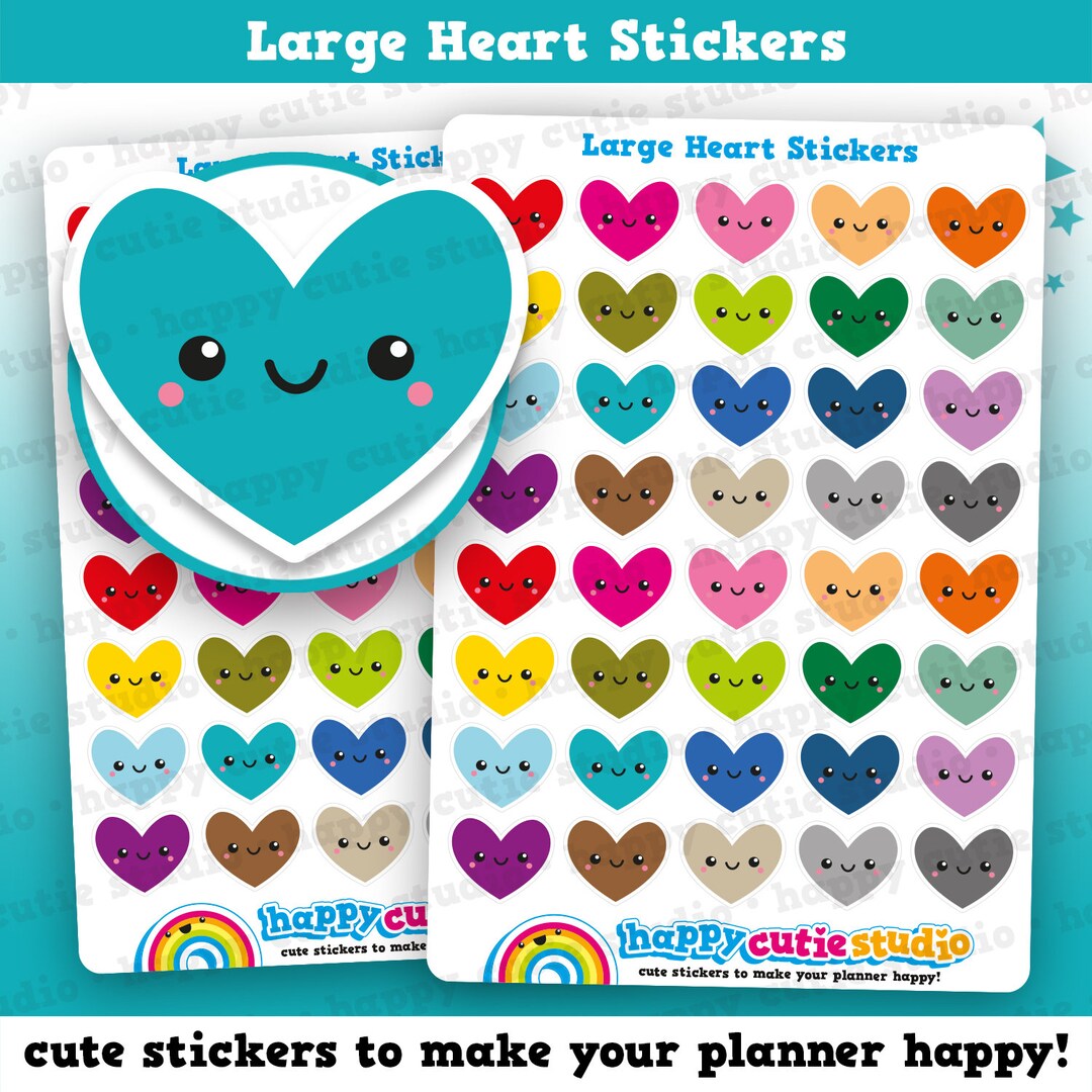 40 Cute Large Heart Planner Stickers - Etsy