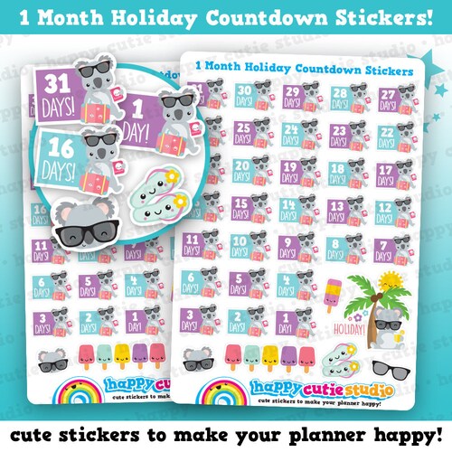 37 Cute Holiday/vacation/monthly Countdown Planner Stickers - Etsy