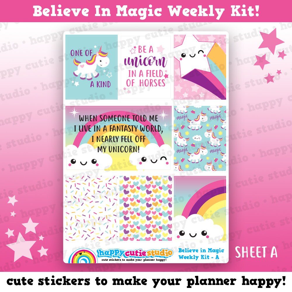 Believe in Magic/unicorn/rainbow Weekly Kit Planner Stickers | Etsy