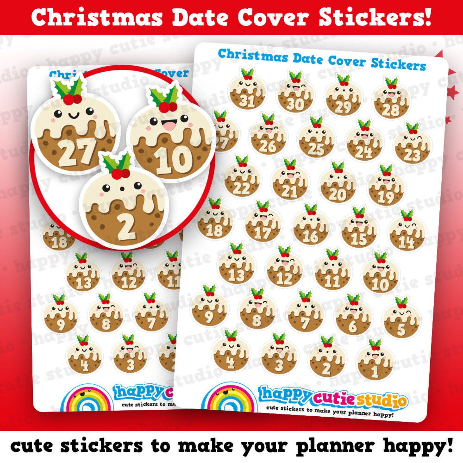31 Cute Christmas Countdown/date Cover Planner Stickers - Etsy